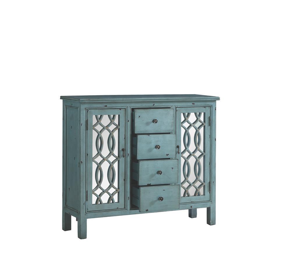 Rue 4 drawer Accent Cabinet Antique Blue Luxury Home Furniture MI