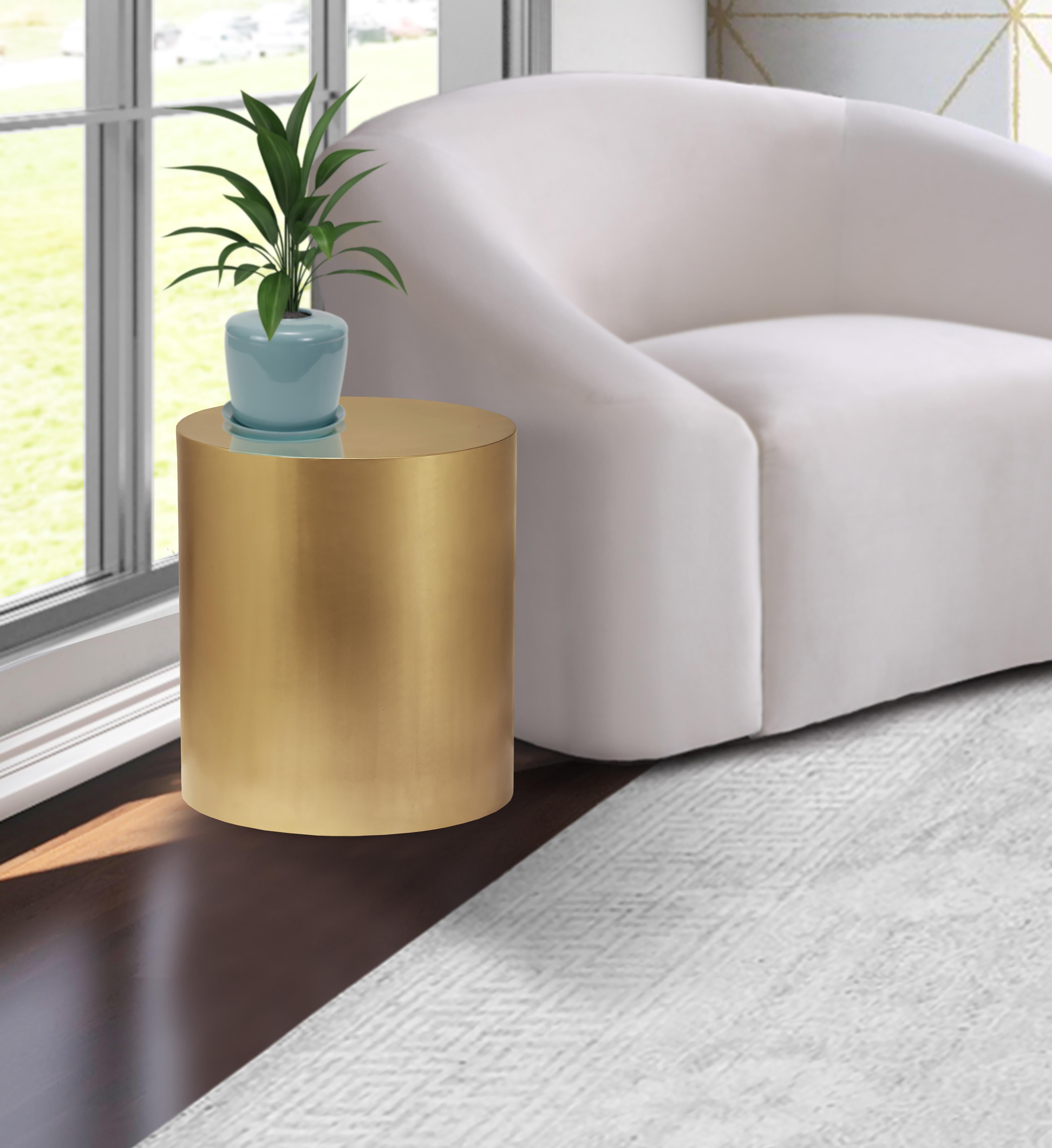 Cylinder Brushed Gold End Table Luxury Home Furniture MI