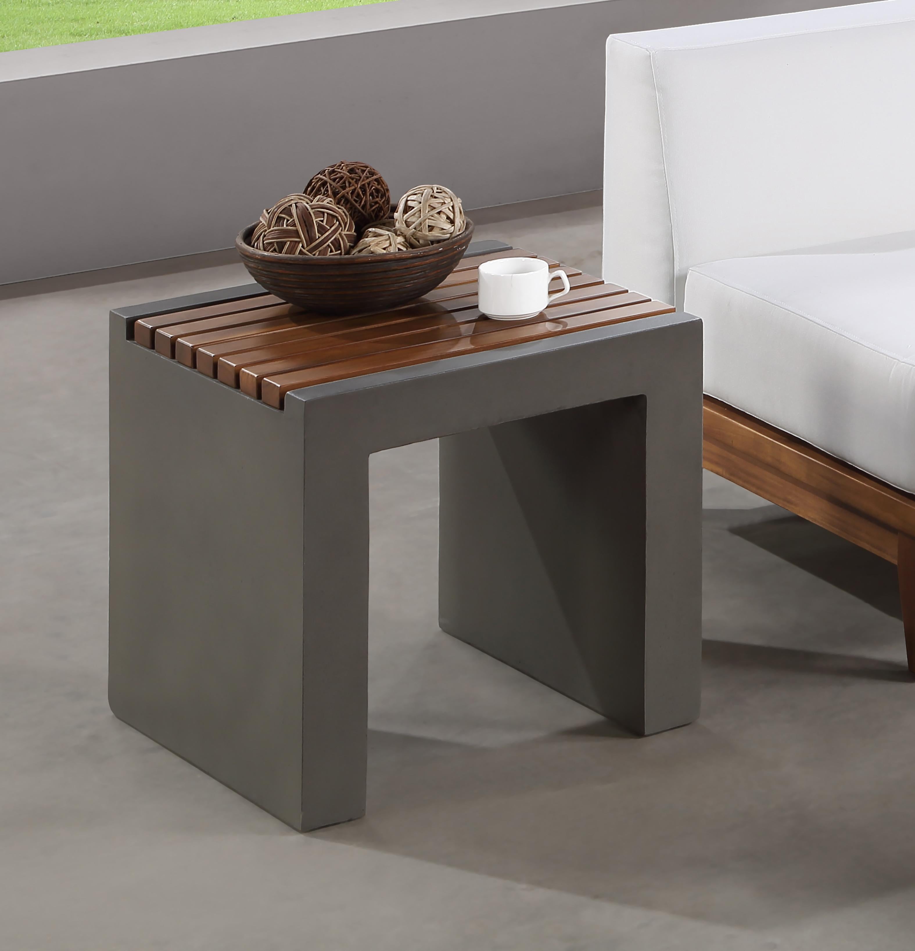 Rio Light Grey Concrete Cement End Table Luxury Home Furniture MI
