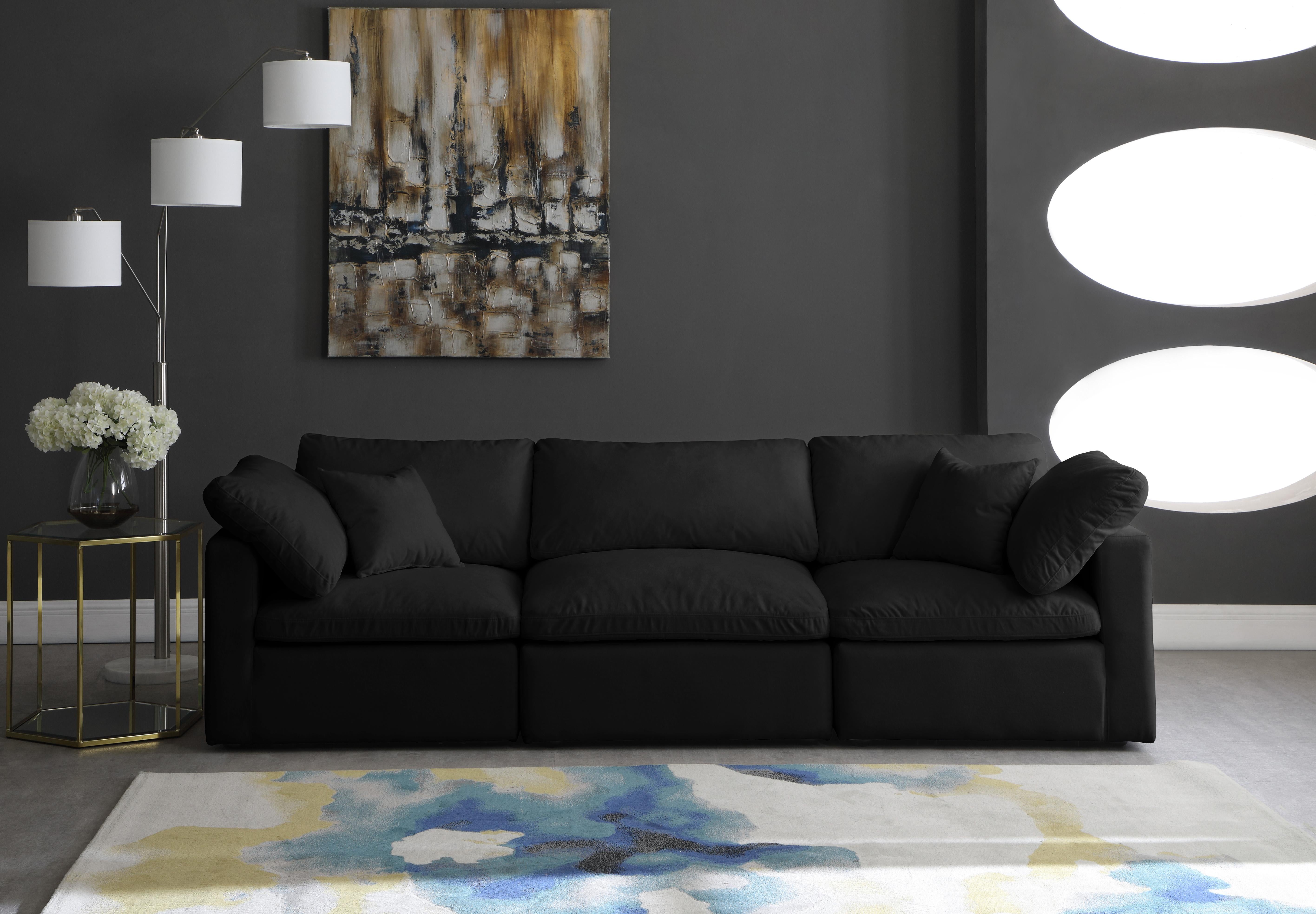 Plush Black Velvet Standard Cloud Modular Sofa Luxury Home Furniture MI